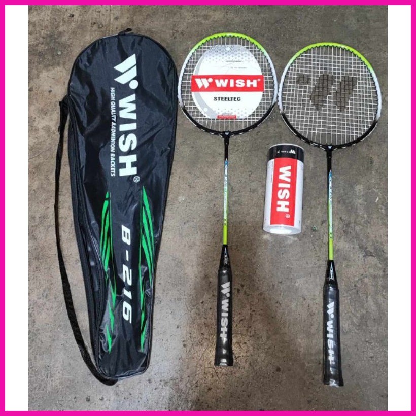 WISH B-216K BADMINTON RACKET SET (2pc with free shuttlecock) | Shopee ...
