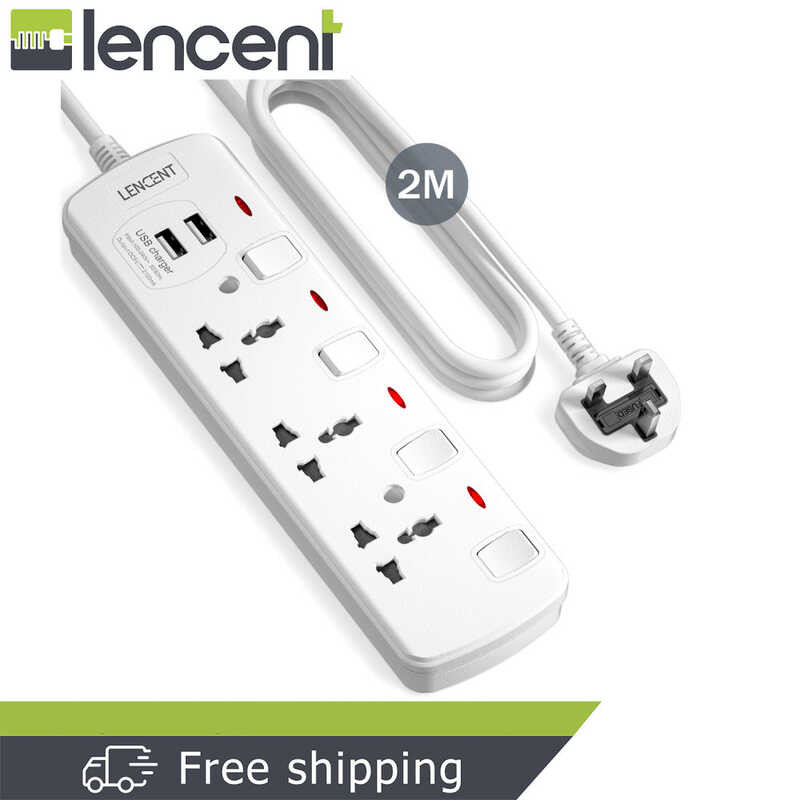 Lencent Extension Lead With USB Slots, 4 Way Universal Socket Outlets ...