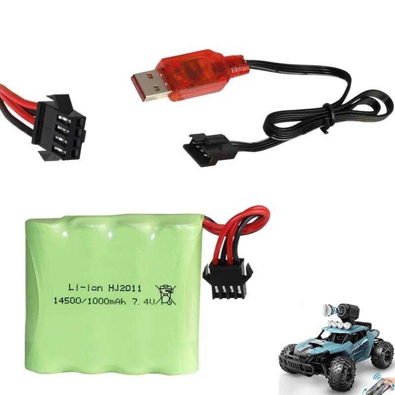7.4V 1000mAh 2S Lipo Battery +charger For DE36W 1:16RC Off-Road 4WD ...