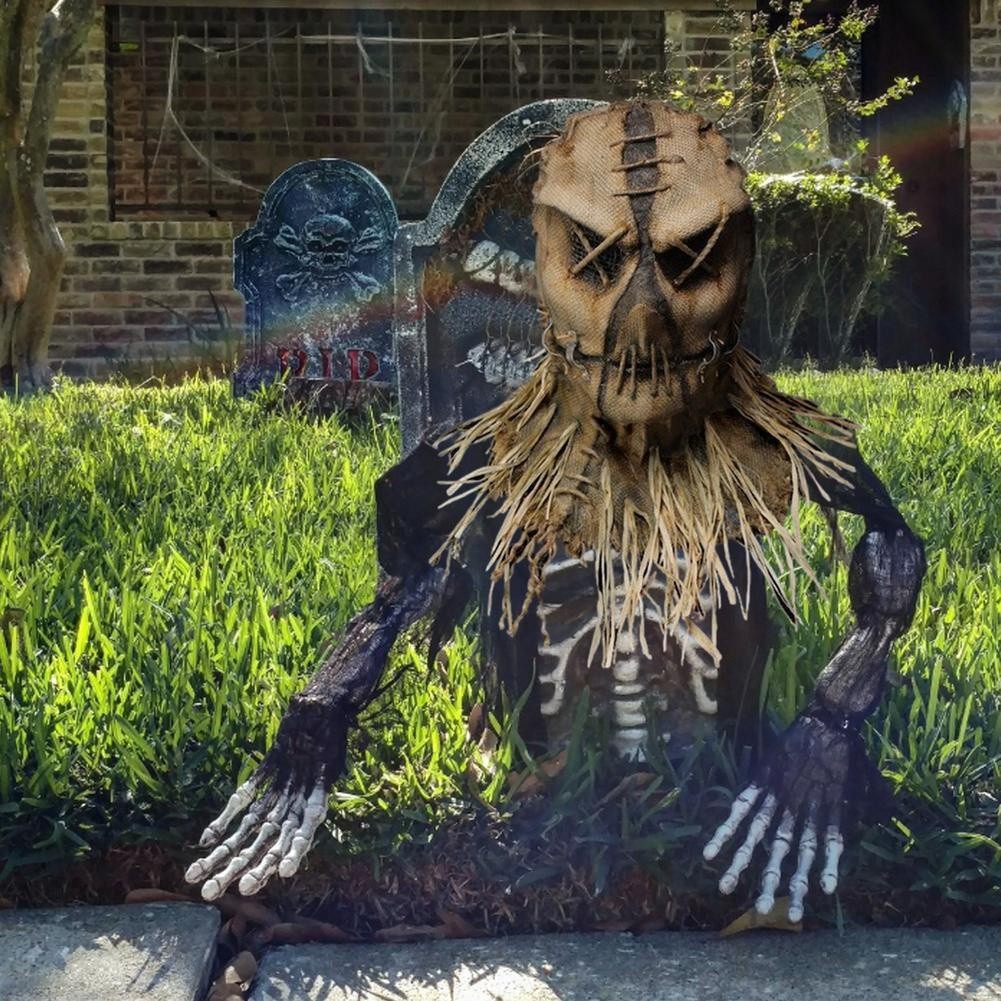 Horror Realistic Scarecrow Masks Cosplay Costumes Props for Adult ...