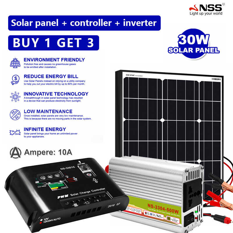 NSS Set For Home With Battery Inverter Charge Controller And 30W Solar ...