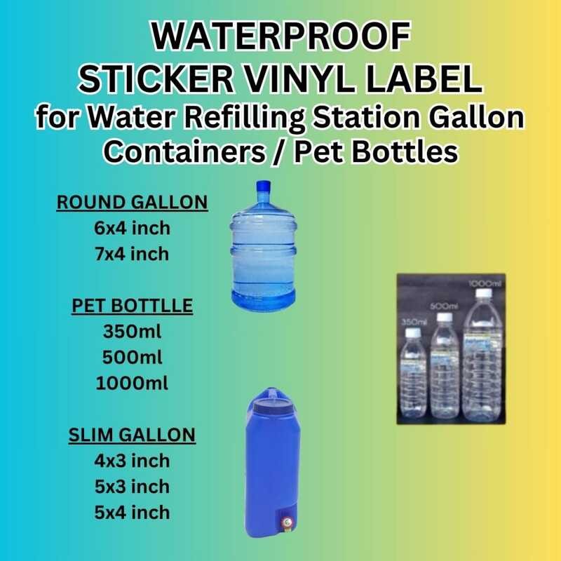 1 Sticker Label For Water Refilling Station Gallon Containers Pet