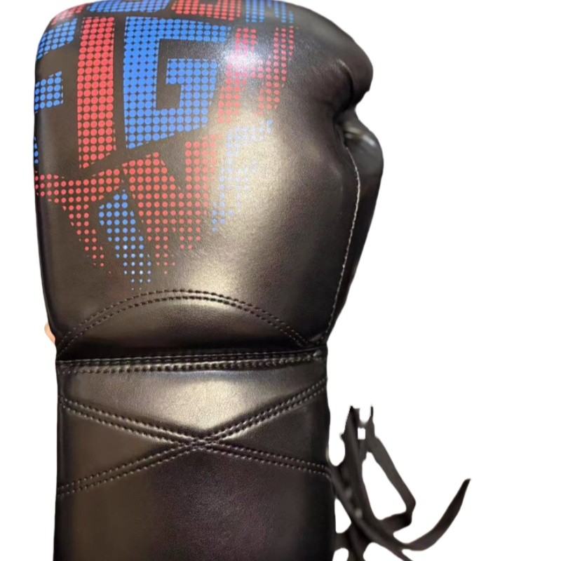 10-16OZ Lightweight Adult PU Lace-up Boxing Gloves MMA Muay Thai Mitts ...