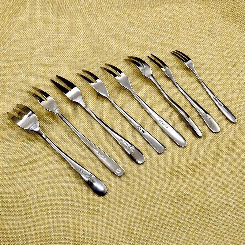 High-End Stainless Steel Two-Tooth Fork Fruit Oyster Dessert Cake ...