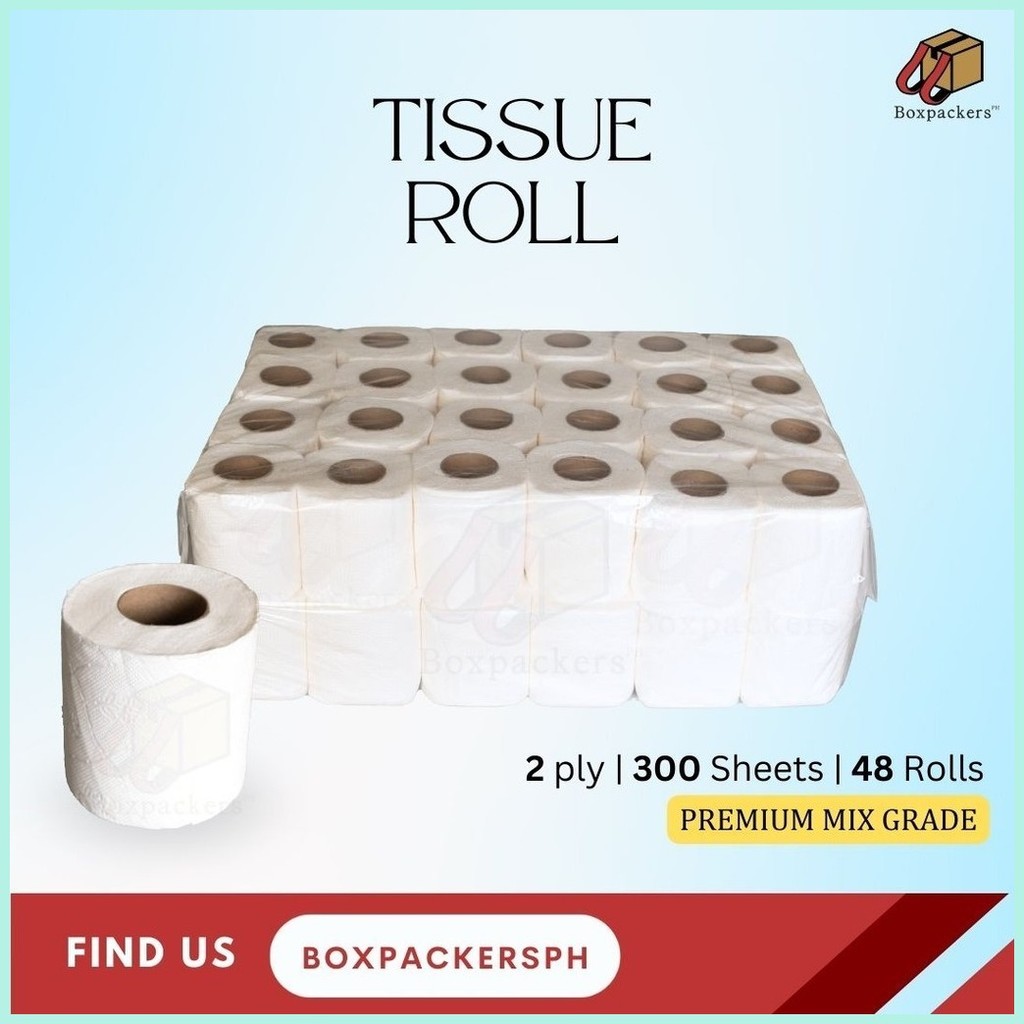 BOXPACKERS PH Bathroom Tissue 48 rolls 2 ply 300 sheets PREMIUM MIXED GRADE Toilet Paper ...