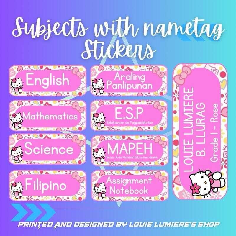 Louie Lumiere's Shop Hello Kitty Subject Labels With Name Tag Stickers ...