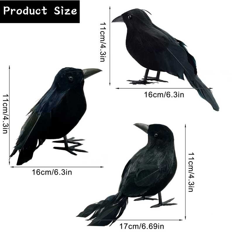 Tt VIBON 1Pc Gaint Realistic Hanging Dead Crows Decoy Lifesize Black ...