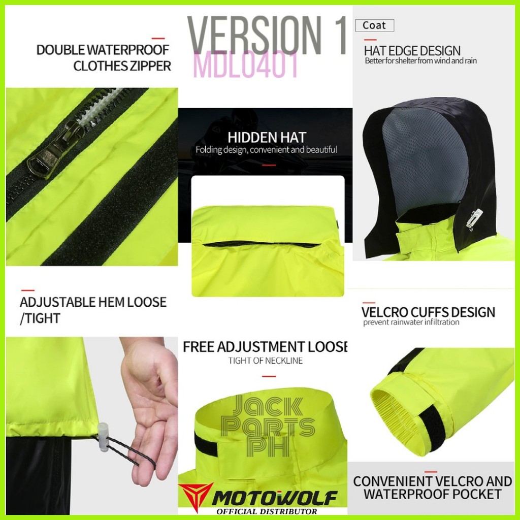 MOTOWOLF RAINCOAT. JACKET and PANTS. MDL0401 V1, MDL0403 V3 AND ...