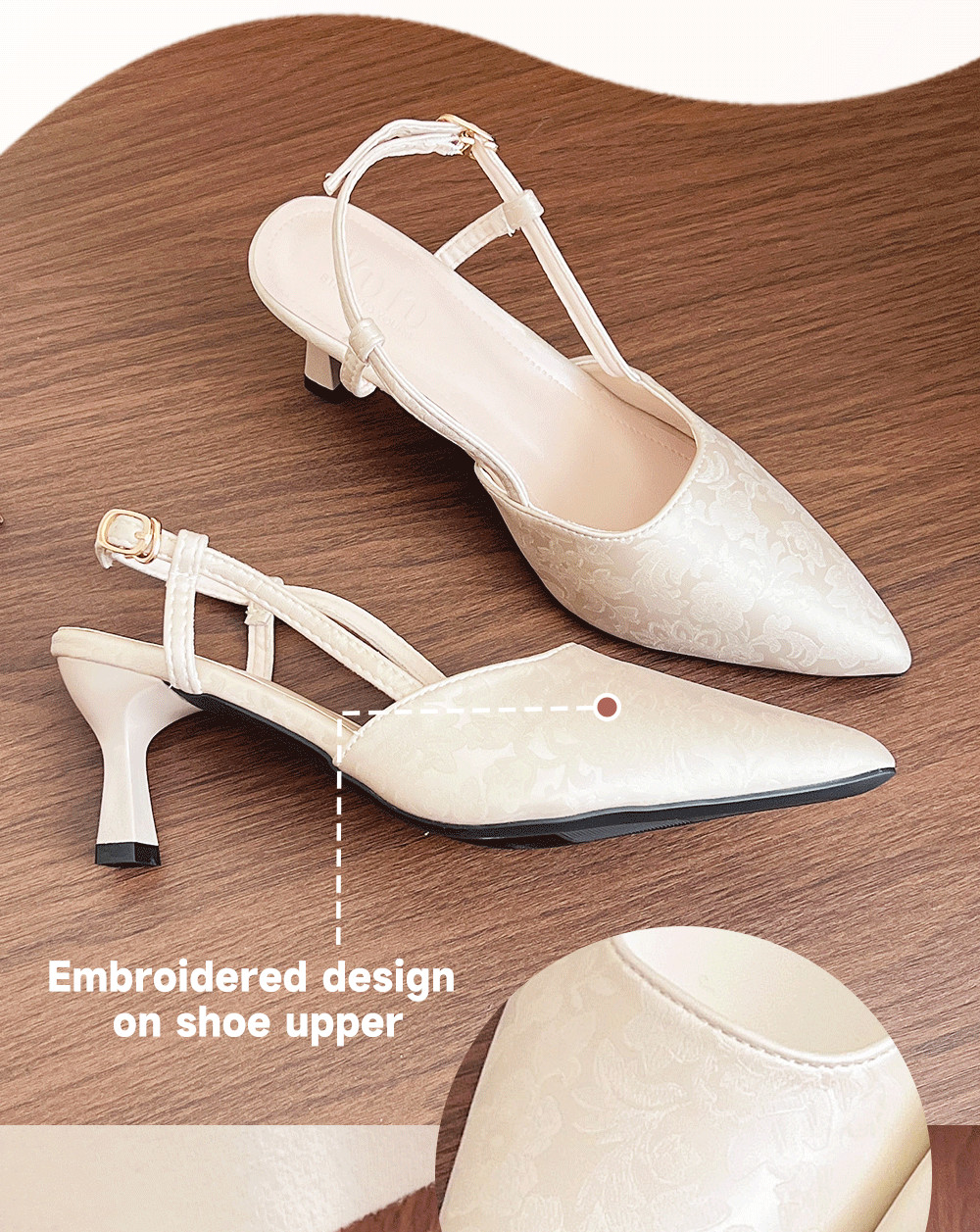 YOTO Luxury Stiletto Heels For Women Elegant Embroidery Print Pointed ...