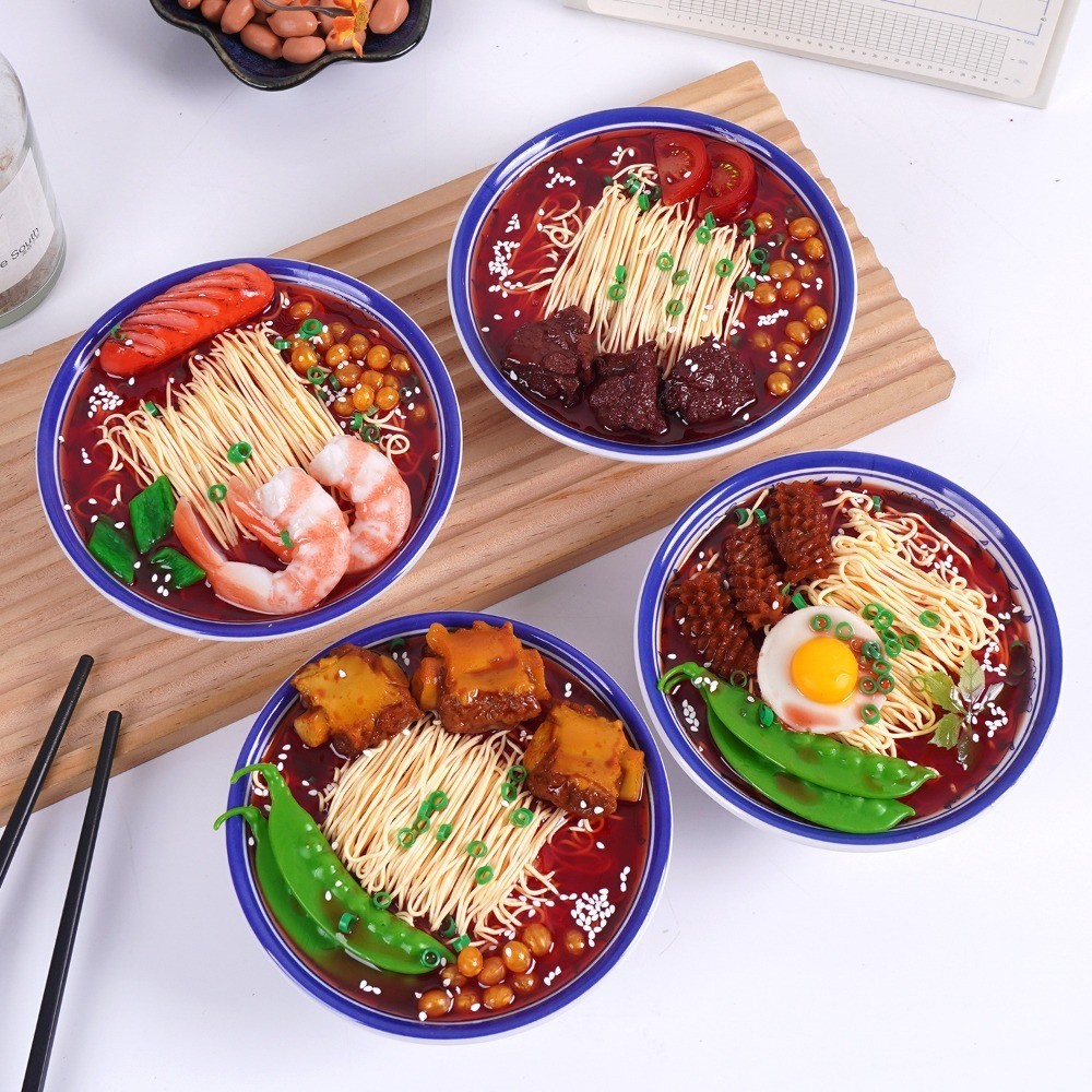 1:1 Artificial Beef Noodles Model Realistic Simulated Big Bowl Seafood ...