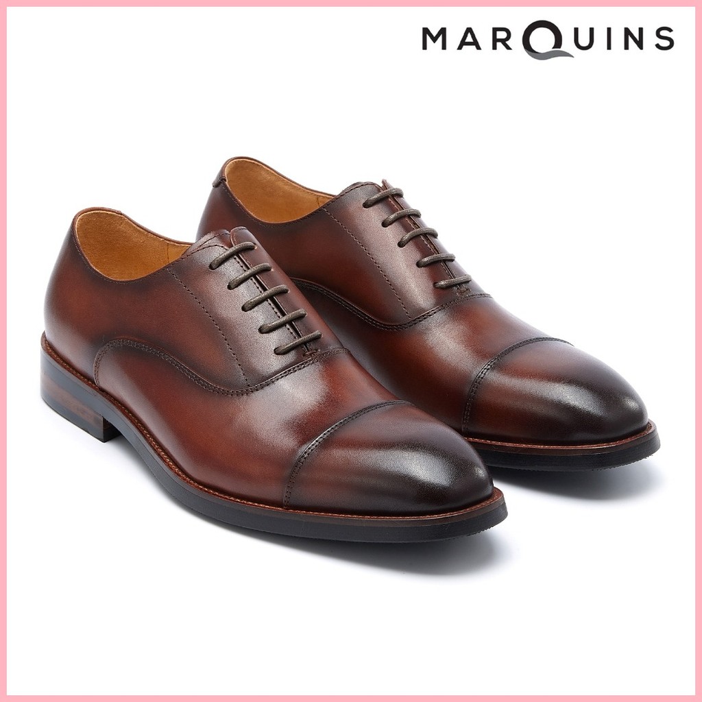 Marquins Genuine Leather Formal Dress Shoes for Men - LEVY Chestnut ...