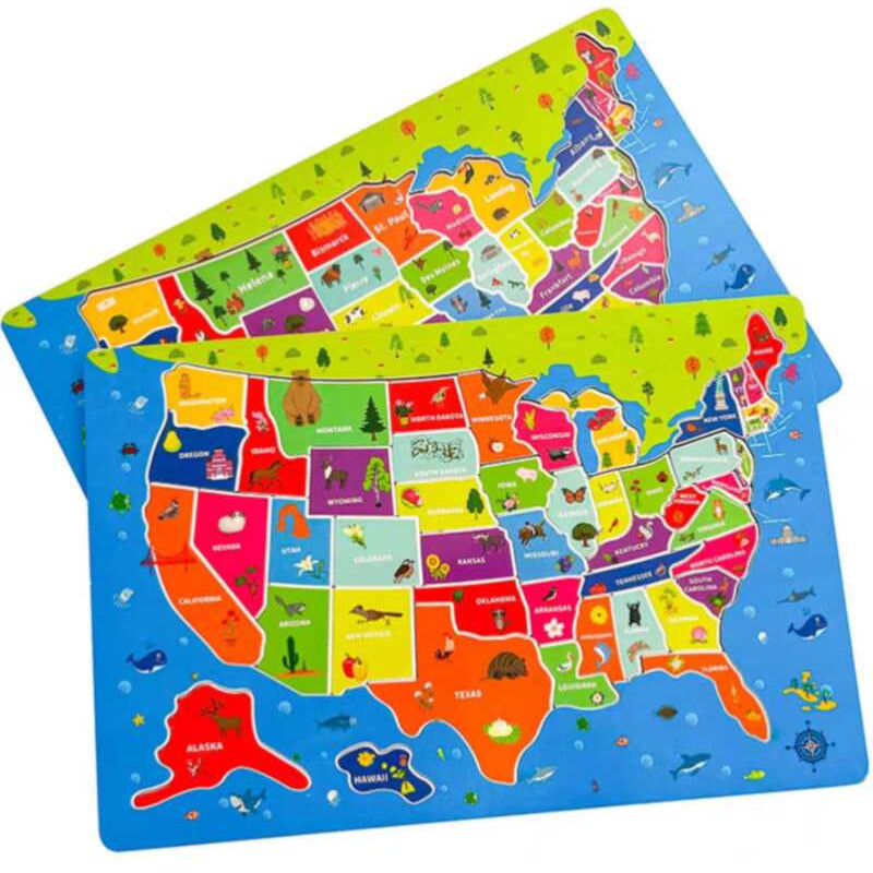 States United Puzzle For Kids - USA Map Puzzle 50 States With Capitals ...