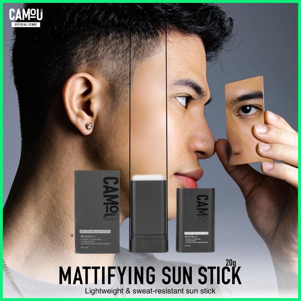 20g Camou Men's Mattifying Face Sunscreen Stick SPF 50 PA Oil Control ...