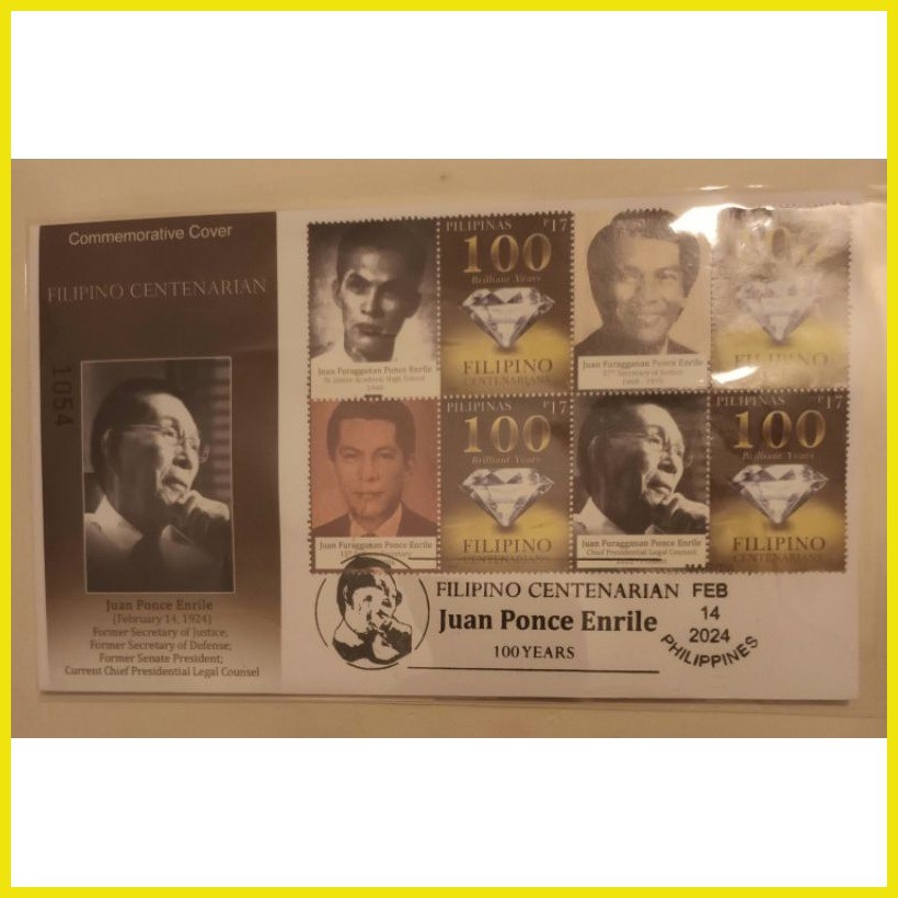 2024 Juan Ponce Enrile Filipino Centenarian sheetlet stamp on fdc ...