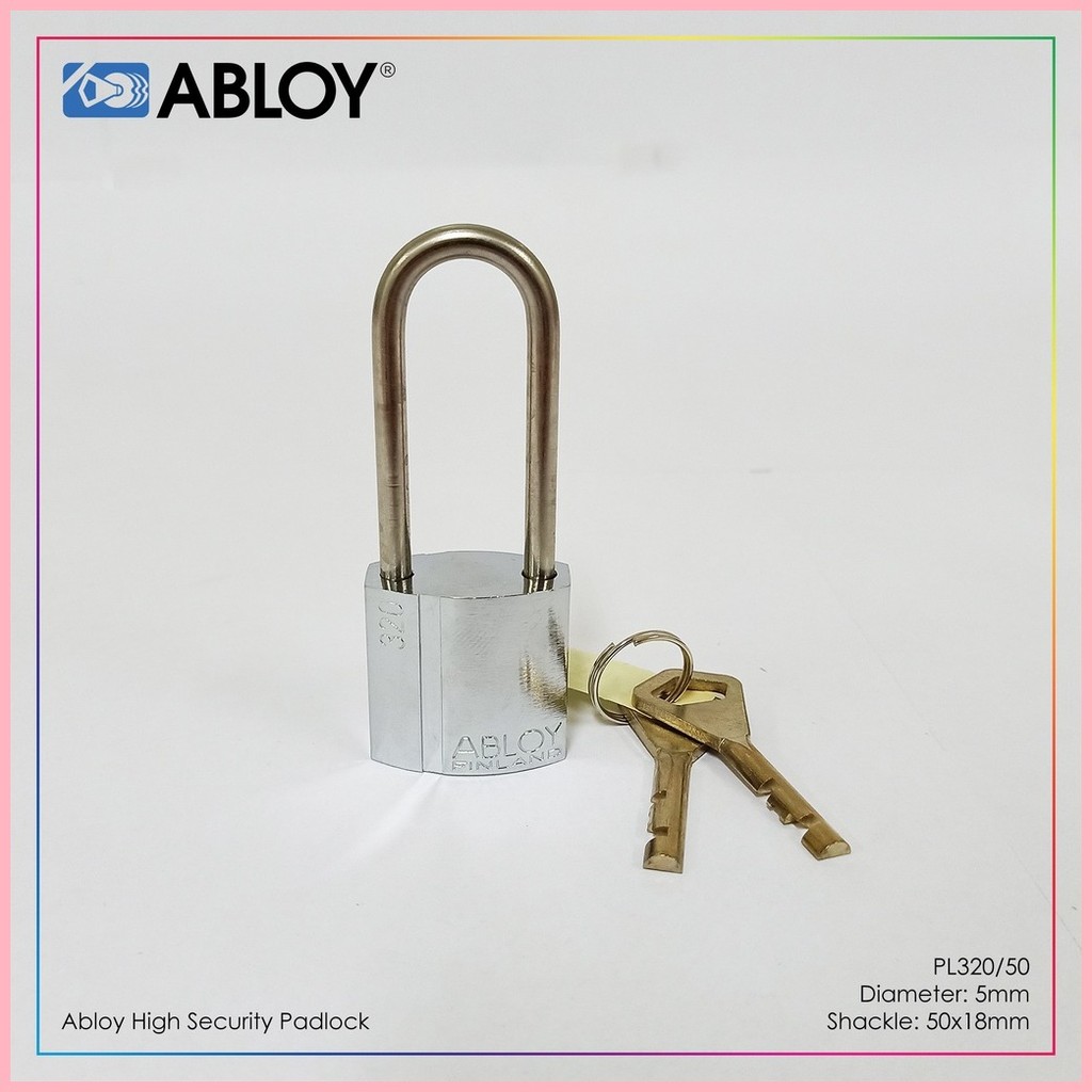 Abloy Padlock PL 320C/50 Original Made In Finland 33mm Chrome Plated ...