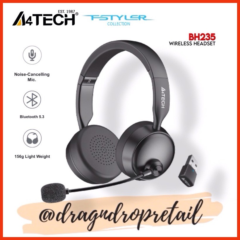 A4TECH FSTYLER BH235 Wireless Headset, Noise Cancelling Mic. w/ Mute ...