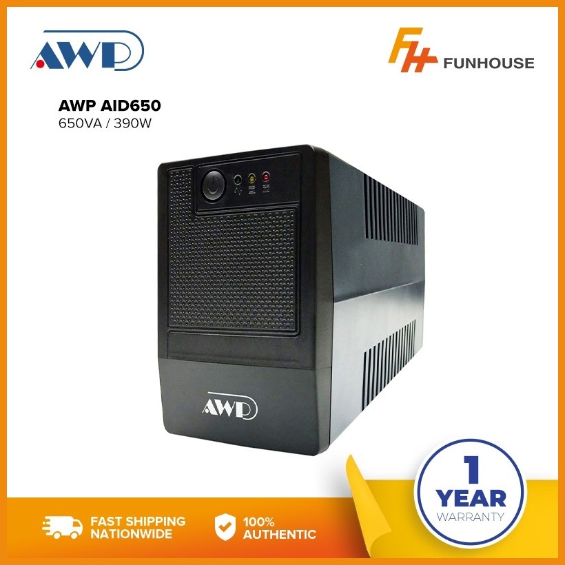 AWP AID650 Aide 390W-650VA UPS with AVR Uninterruptible Power Supply (4 ...