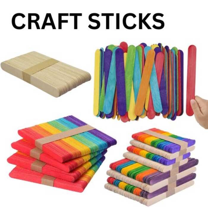 50Pcs Per Pack CRAFT STICKS Colored/Plain Popsicle Sticks Ice Cream ...