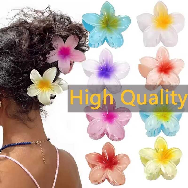 7E5 Good Quality Plumeria Flower Hair Clamp Thai Style Cute Clip ...