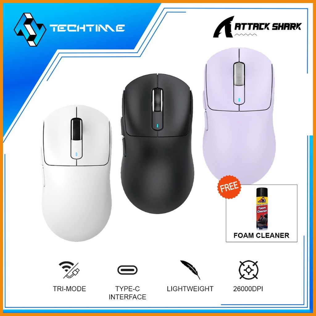 Attack Shark X3 Wireless Gaming Mouse Tri-Mode Lightweight PAW-3395 ...