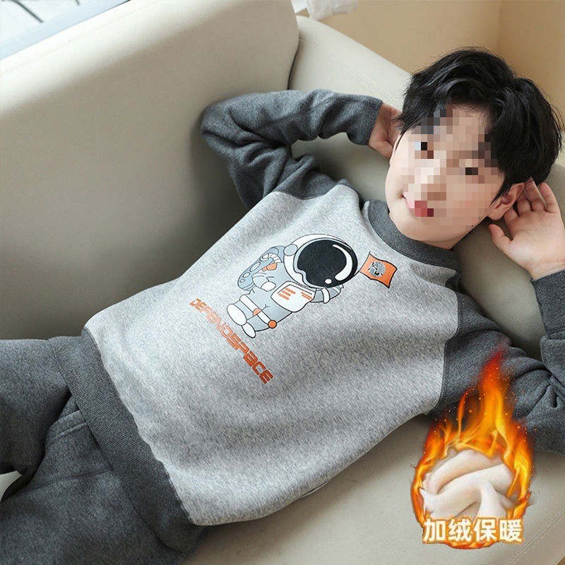 Children's Boneless Lingerie Set Plus Velvet Boy Autumn Clothes And ...