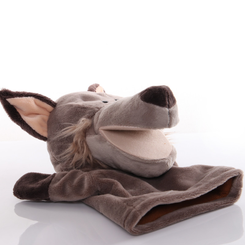 25cm Animal Hand Puppet Wolf Plush Toys Baby Educational Hand Puppets ...