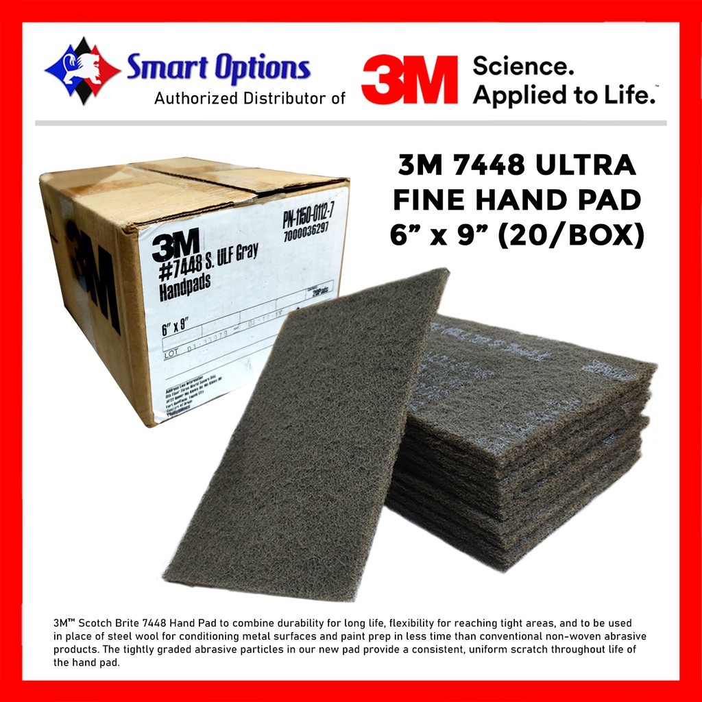 3M SCOTCH-BRITE 7448 ULTRA-FINE HAND PAD (SILICON CARBIDE) 1BOX/20PCS ...