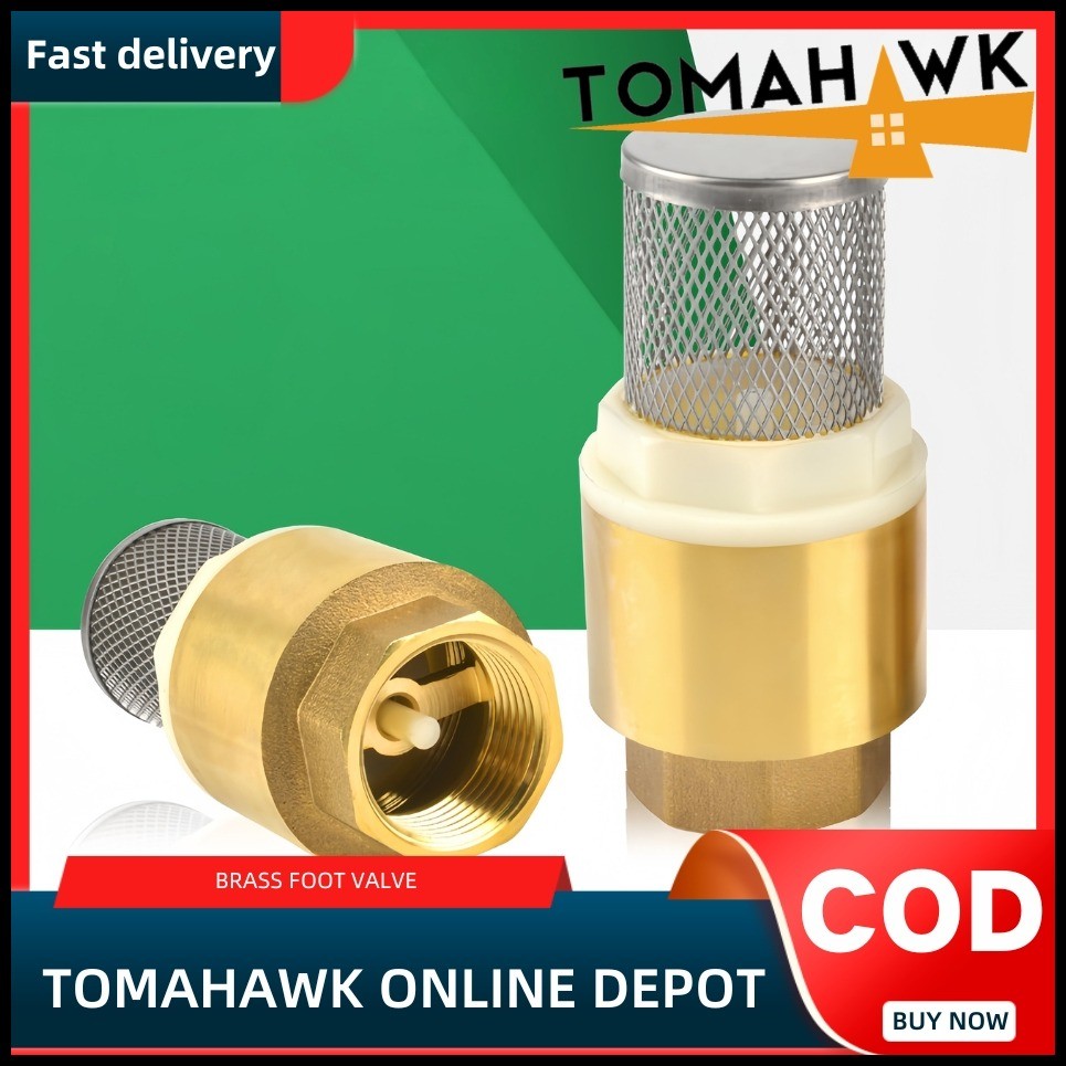 TOMAHAWK BRASS FOOT CHECK VALVE WITH STAINLESS STEEL FILTER HEAVY DUTY ...