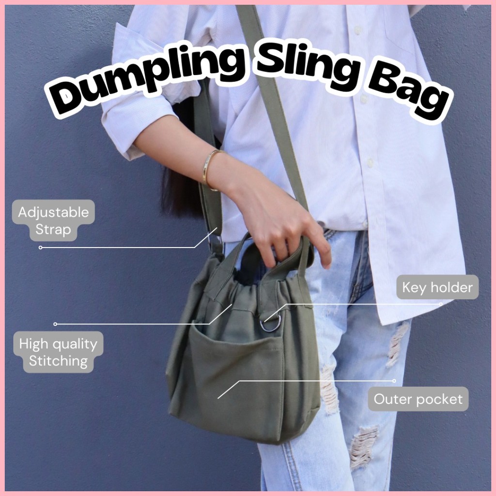 The Dumpling Slingbag (ARMY GREEN-Micro)_Adjustable Strap/Magnetic Lock ...