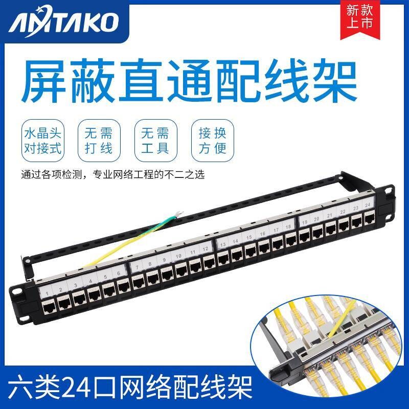 Category 6 Shielded 24-Port Straight-Through Network Patch Panel Direct ...
