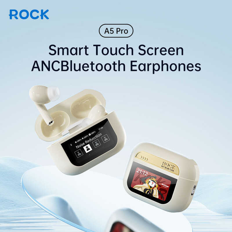 Rock Space A5 Pro Smart Touch Screen ANC TWS Earphones Bluetooth 5.4 ...