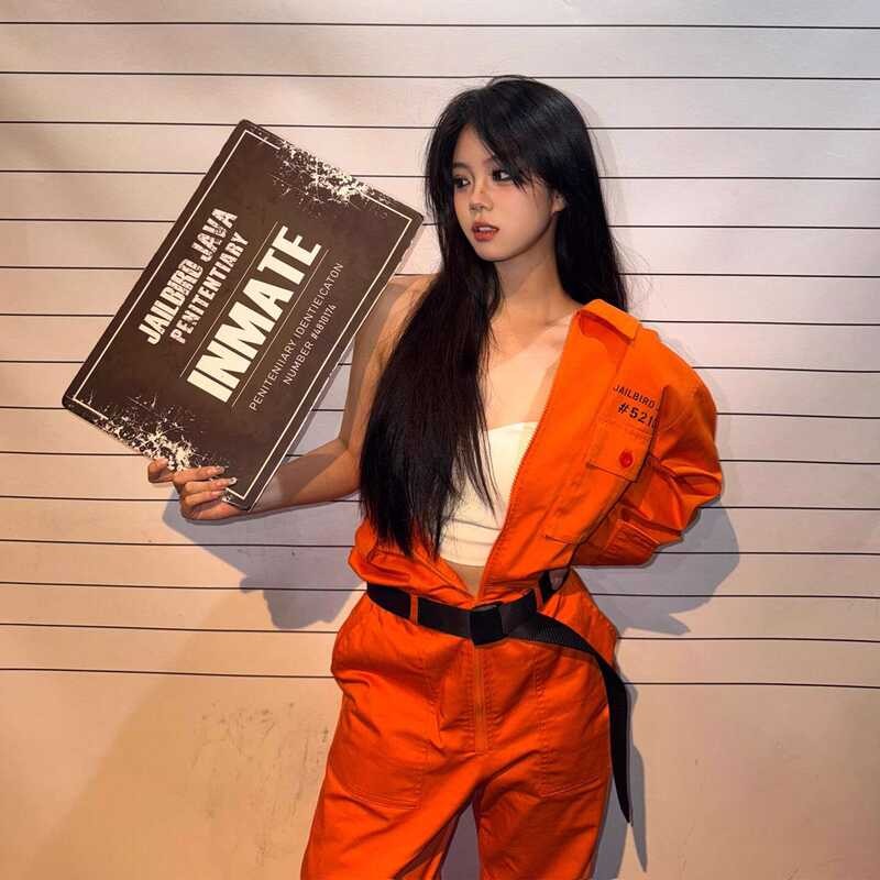 American Style Prisoner Costume Couple Plus Size Clothes Orange Cosplay ...