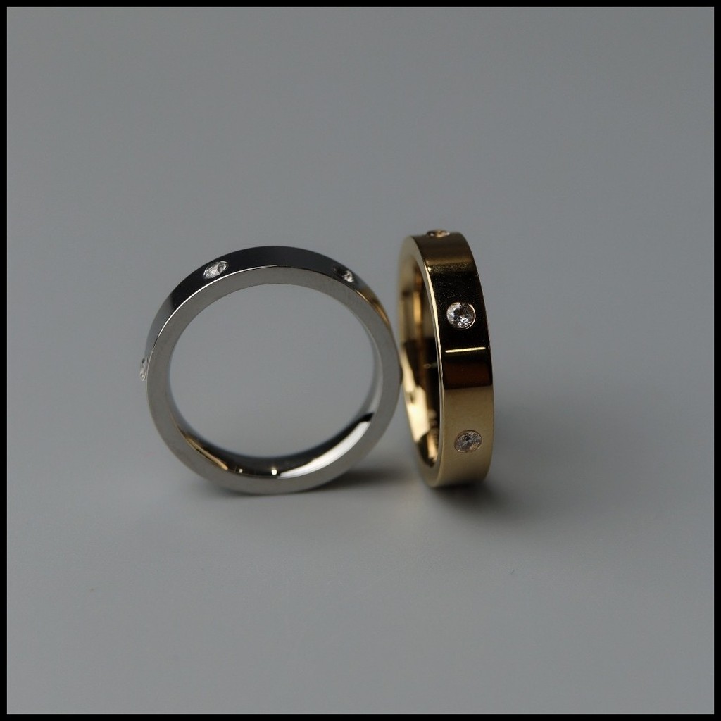 HB Jewelry FALCO Silver/Gld Full Embedded Pattern Couple Rings Fashion ...