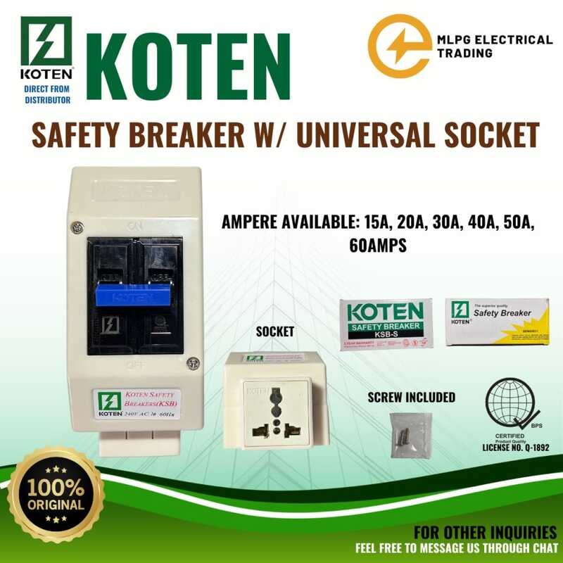 23C Koten Safety Breaker With Universal Socket (Ksb-S) 2Pole (15, 20, 30, 40, 50, 60Amp ...