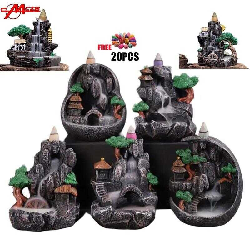 MCZB Resin Backflow Waterfall Stick Incense Burner Holder Insenso ...
