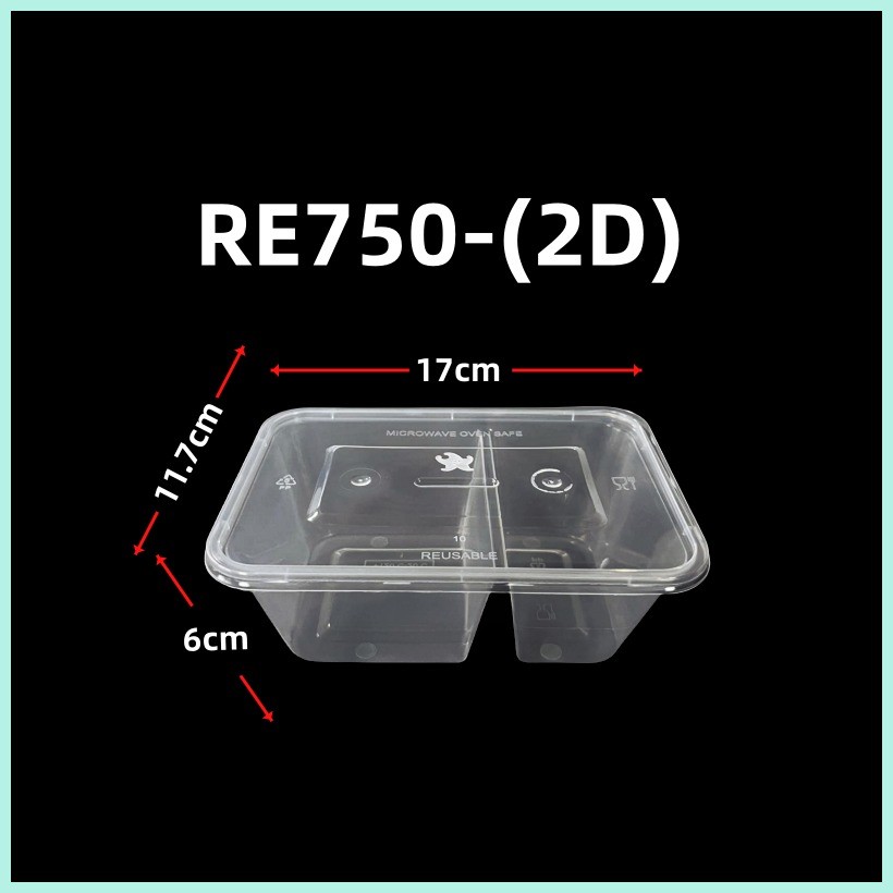 1box Disposable RECTANGLE Microwavable Food Container plastic RE500ml ...