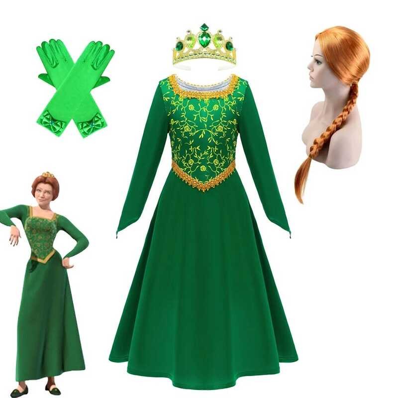 Green 2024Anime Cos Monster Princess Fiona Cosplay Costume Kids Girls ...