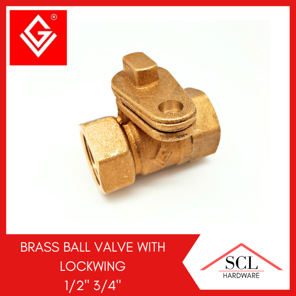 GV BRASS BALL VALVE WITH LOCK WING 1/2" 3/4" | Shopee Philippines