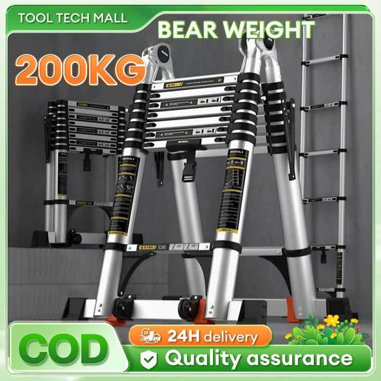Ladder Aluminium Heavy Duty Telescopic Foldable Step Hagdanan Folding ...