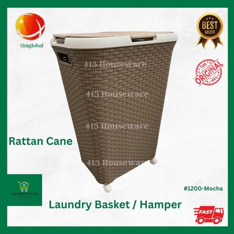 Rattan Mocha Laundry Basket Hamper With Wheels Cover Lagayan Ng Labahan ...