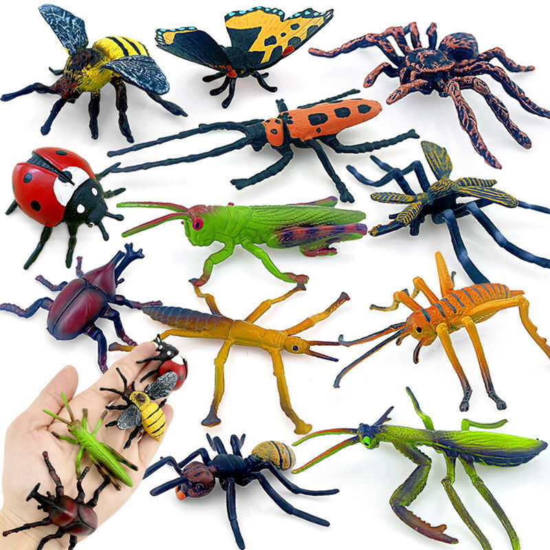 3 12Pcs Wild Insect Animals Model Set Butterfly Scorpion Mantis Cicada ...