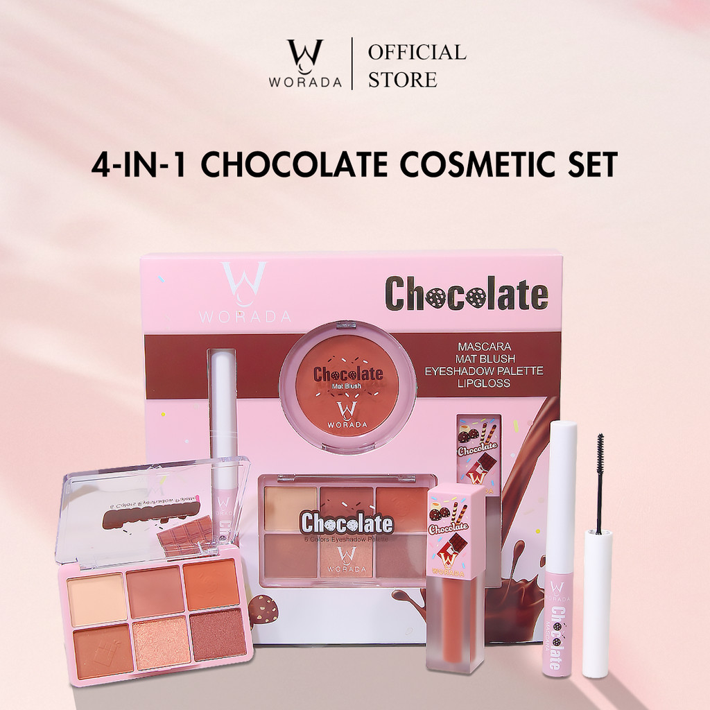 WORADA Chocolate 4 in 1 Makeup Set Matte Lip Gloss and Matte Blush ...