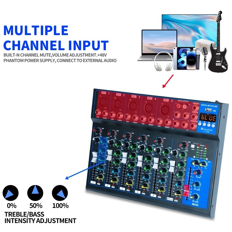 F4/F7-Usb Sound Mixer Audio Mixer Small Mixer Audio 4/7-Channel Built ...