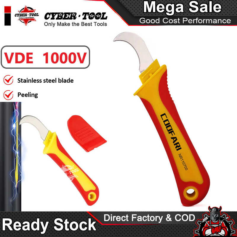 Electrician Knife Insulated Cable Stripping Snips Straight Curved Hook ...