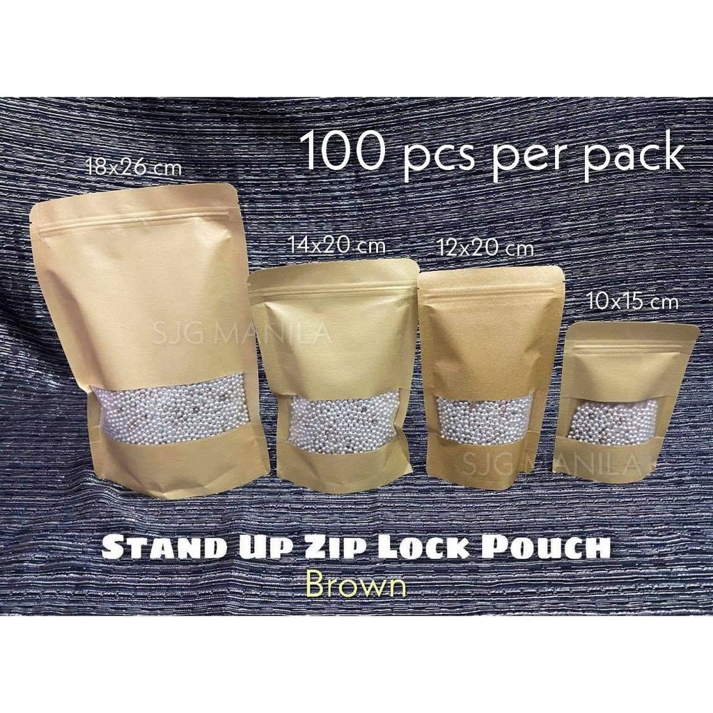 Stand Up Ziplock Pouch Bags Brown 100pcs | Shopee Philippines
