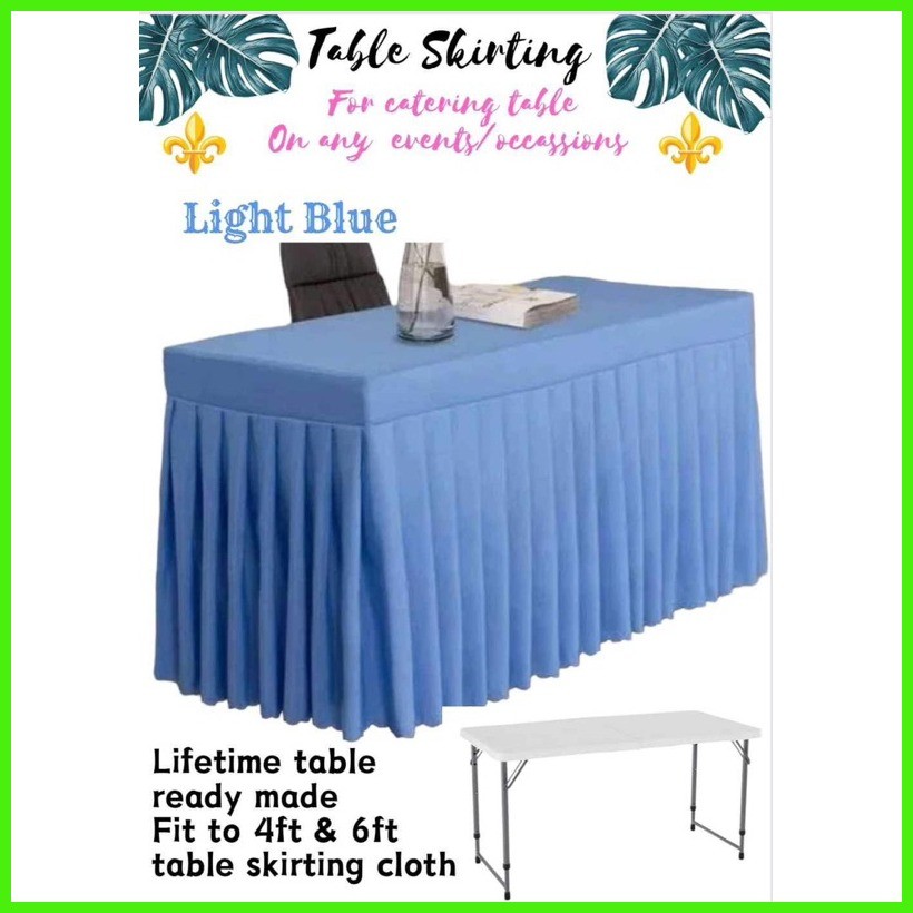 KATRINA Plain Colors Pleated Buffet Table Cover for 4ft& 6ft Lifetime ...