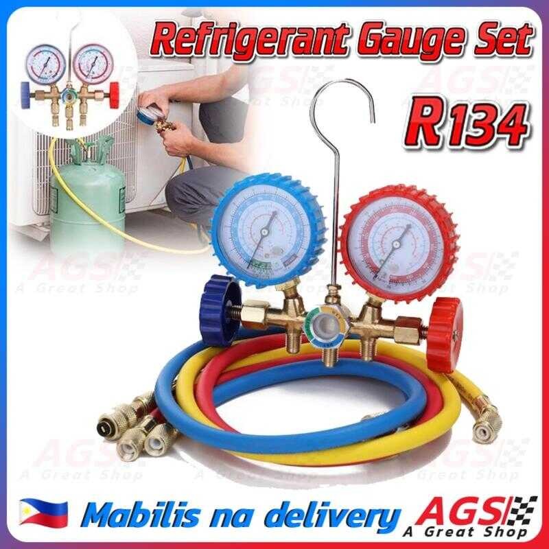 Brass With Hose R134a Aircon Freon Pressure AC Refrigerant Manifold ...