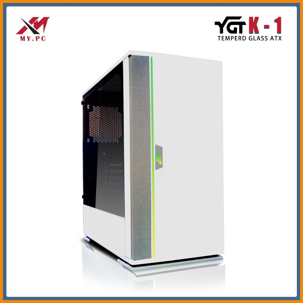 YGT ATX K1 GAMING PC CASE Tempered glass white ATX/Micro-ATX/Mini-ITX ...