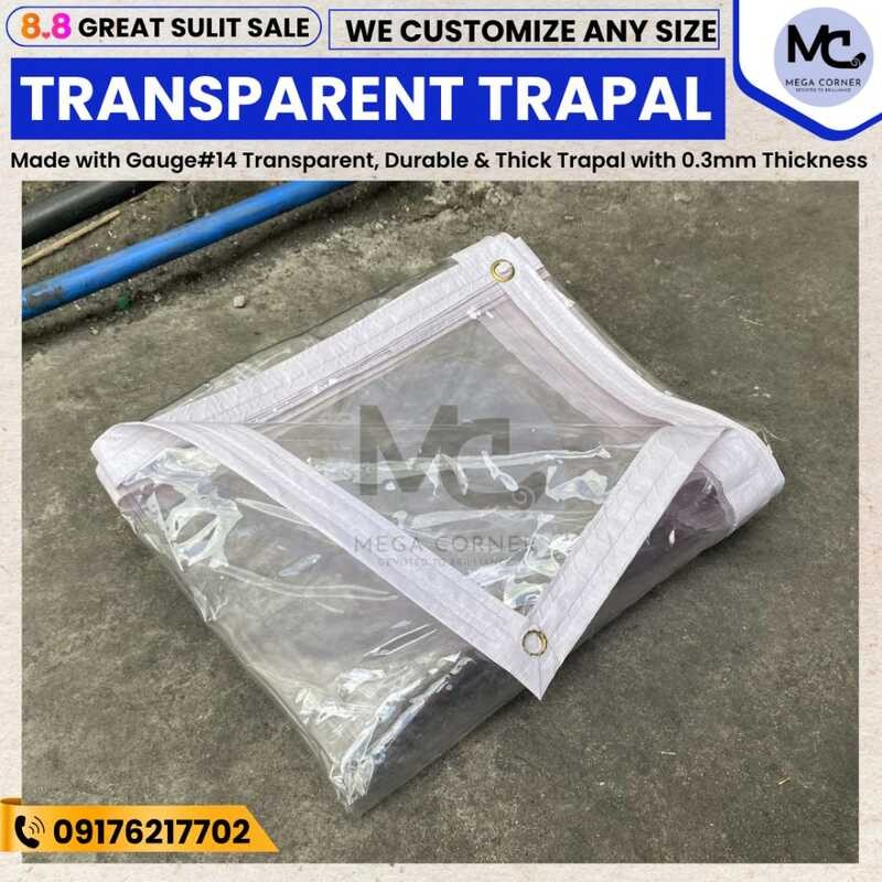 W/ ROPE 4X3 4X4 4X5 4X6 FEET Transparent Trapal Gauge #14 Clear ...