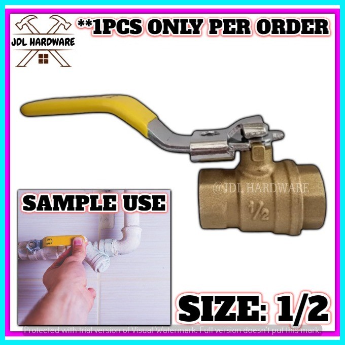 1205 Ball Valve with Lock wing 1/2 Brass for Water Meter All Copper ...